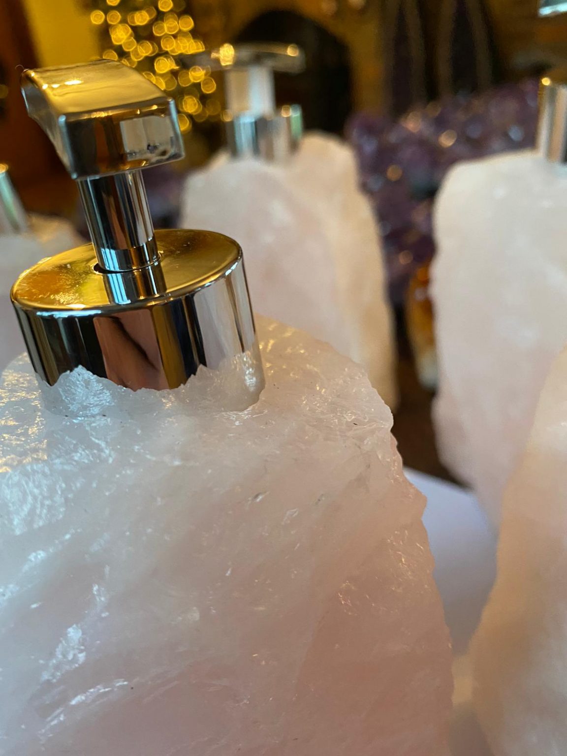 High Quality Rose Quartz Pink Crystal Gemstone Soap Dispenser 18cm ...